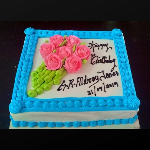 Buy Buttercream Blue Cake: Simple Elegance at Grace Bakery, Nagercoil
